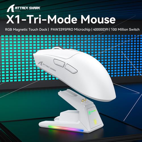 ATTACK SHARK X1 Tri-mode Gaming Mouse with Touchpad RGB Charging Dock