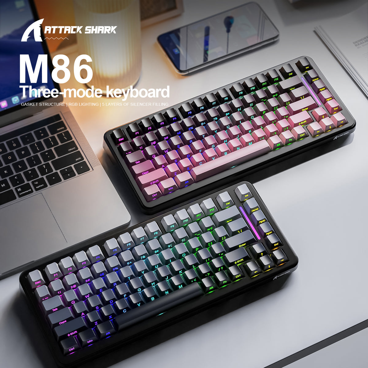 M86 Tri-Mode Gasket Mechanical Keyboard with Hot-Swap