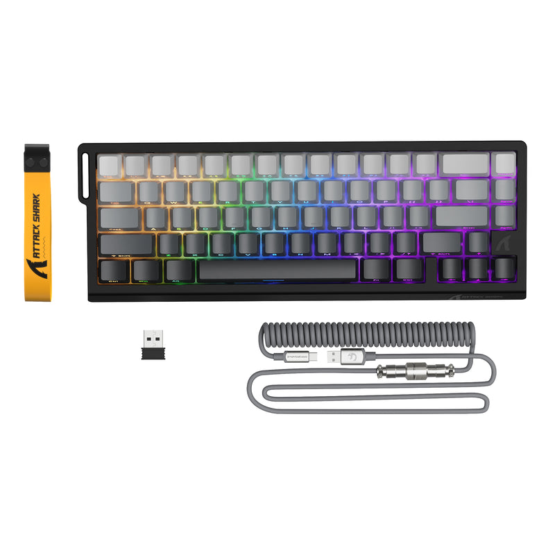 Clavier magnétique sans fil ATTACK SHARK X68PRO HE avec câble C01