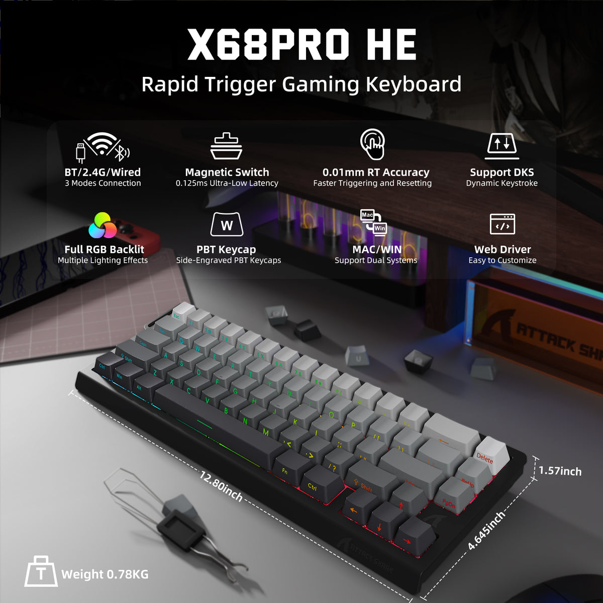 Ultralight 39g Carbon Fiber Mouse | 8K Wireless Gaming | PAW3950MAX Sensor