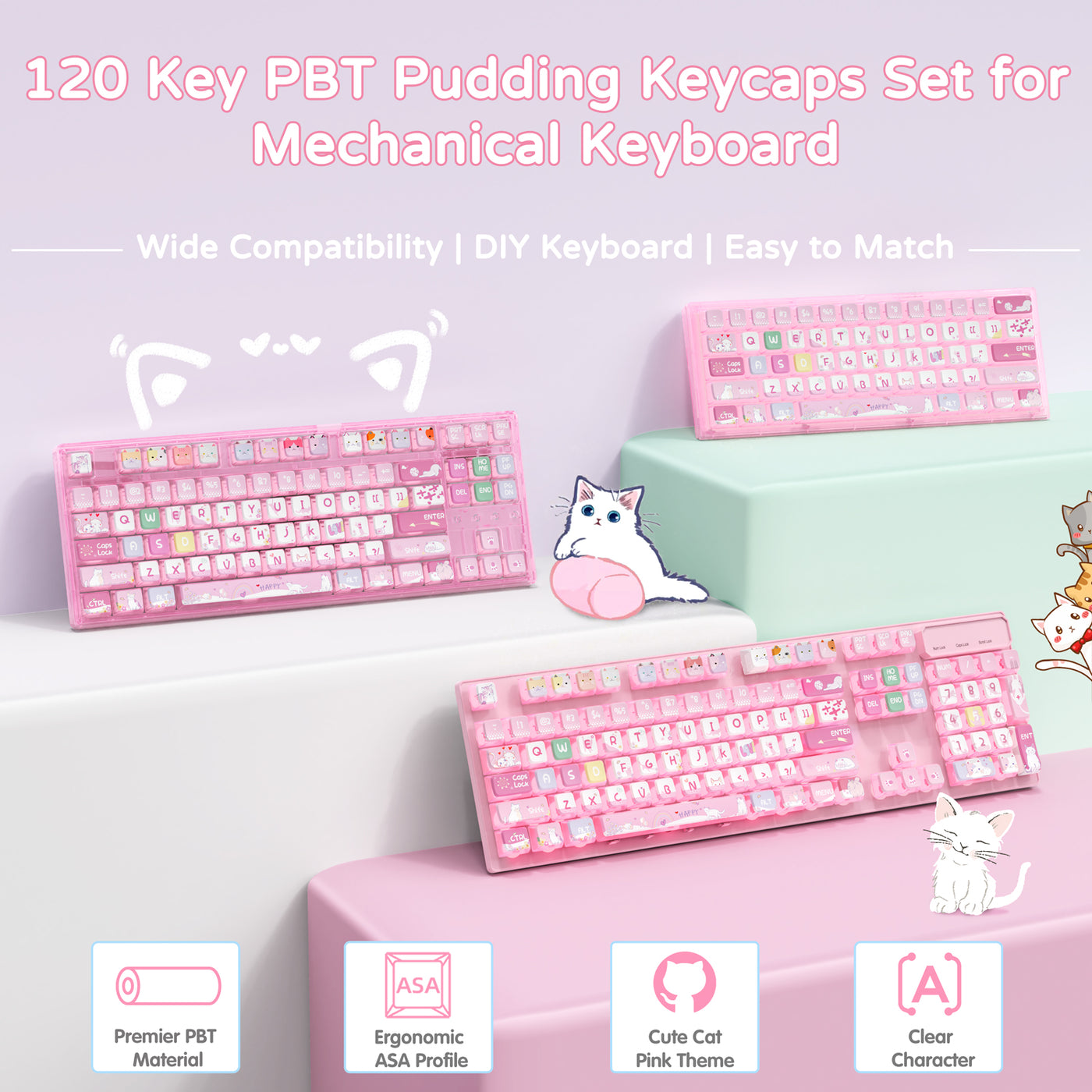 120 Keys PBT Pudding Keycaps for mechanical Keyboards | ATTACK SHARK