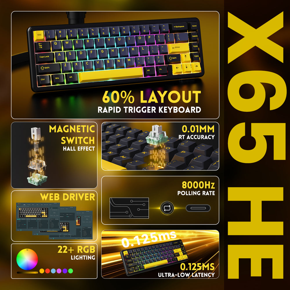 X65 HE Bundle: Magnetic Keyboard with 8KHz Coiled Cable