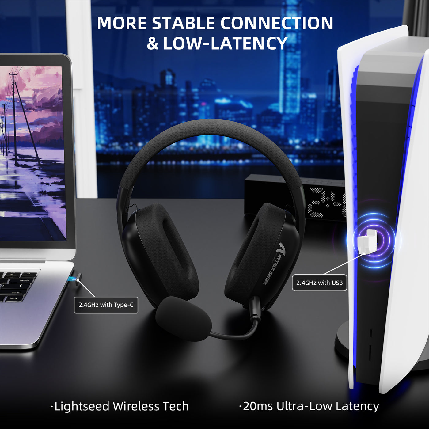 L80PRO Gaming Headset: 20ms Latency & Tri-Mode | ATTACK SHARK