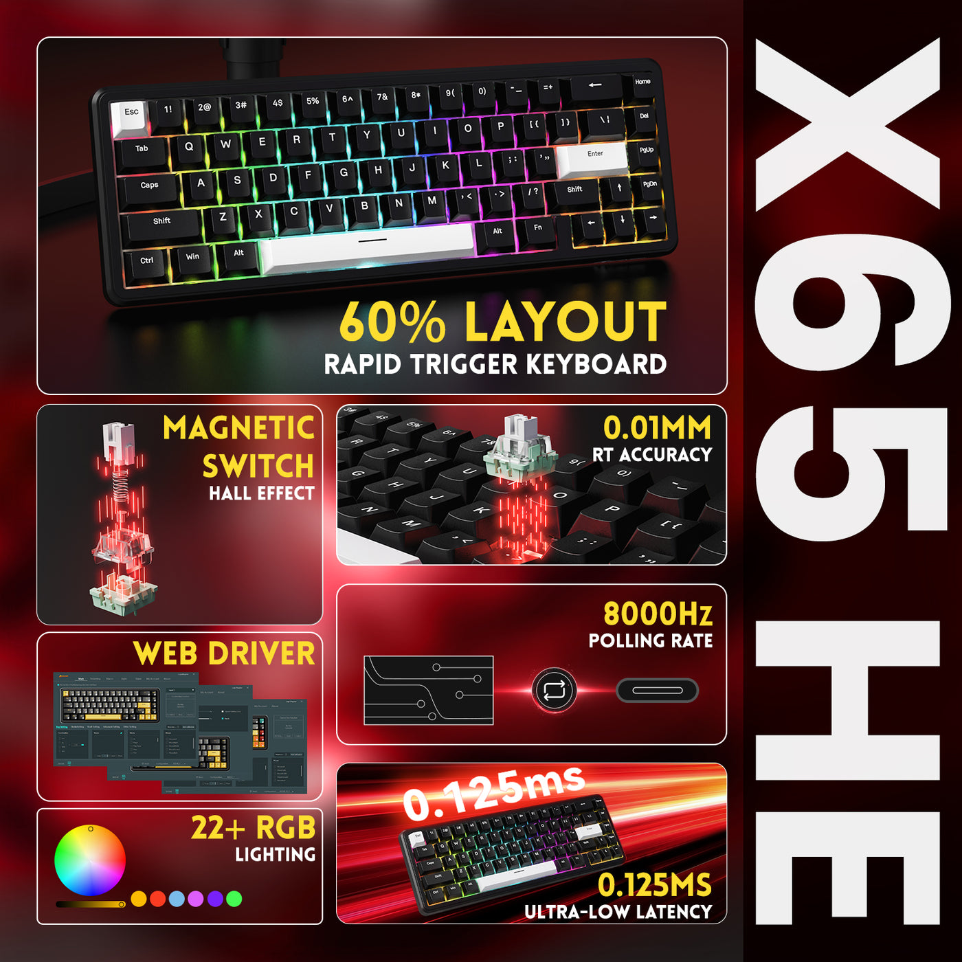 X65 HE Bundle: Magnetic Keyboard with 8KHz Coiled Cable