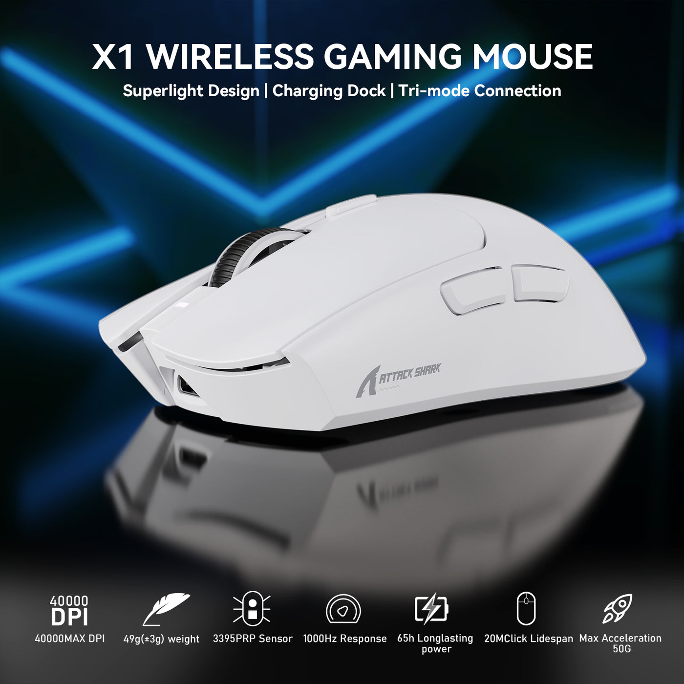 X1 Gaming Mouse: 40000 DPI & RGB Charging Dock | ATTACK SHARK