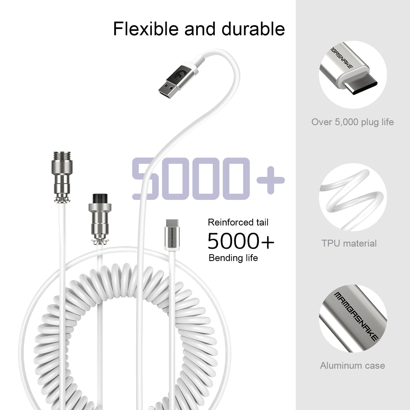 Attack Shark x Mambasnake C01 Custom Coiled Keyboard Cable | USB-C to USB-A