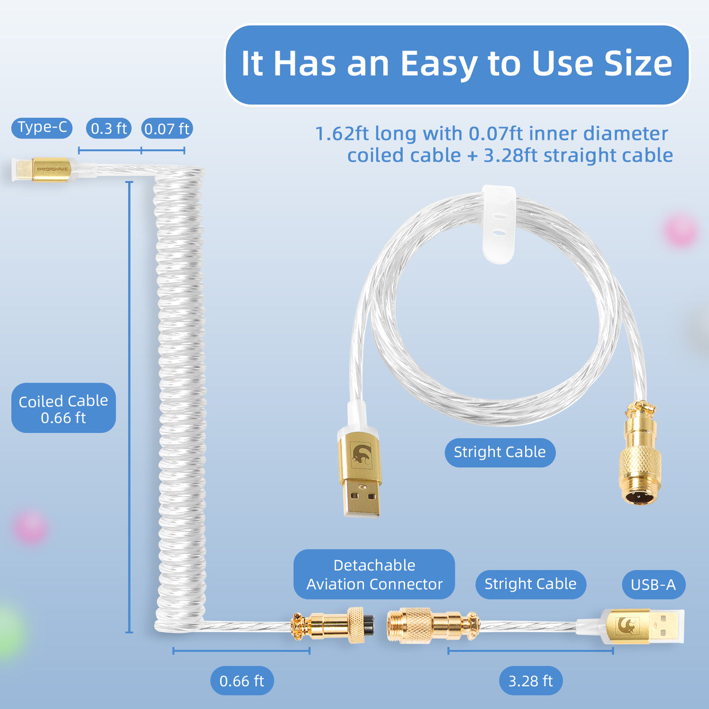 Coiled Mechanical Keyboard Cable | 24K Gold Connector
