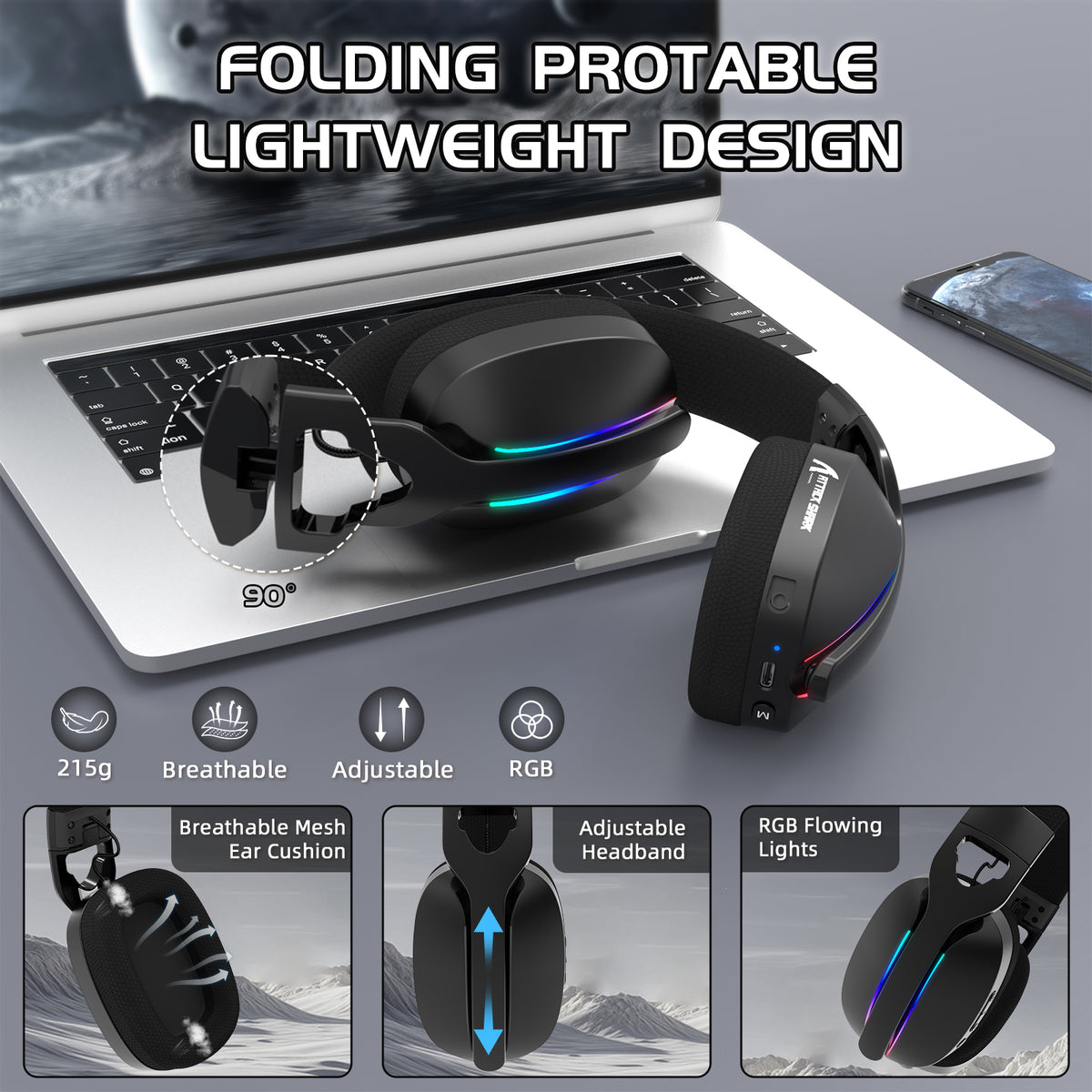 Ultra-Light Protable Gaming Headset with RGB | L90 Tri-Mode Audio