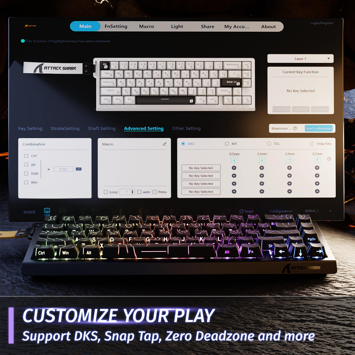 X68 HE Magnetic Keyboard: 0.01mm RT Accuracy, 8000Hz