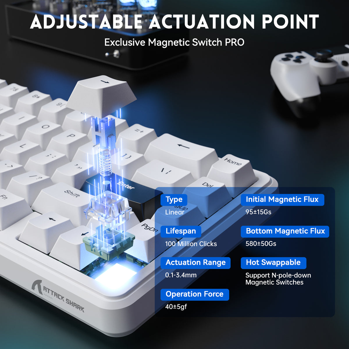 X65 HE Bundle: Magnetic Keyboard with 8KHz Coiled Cable