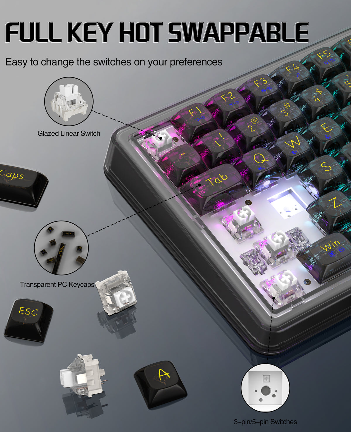 K75 Pro Mechanical Keyboard |Transparent Keyboard |Compact & Customizable