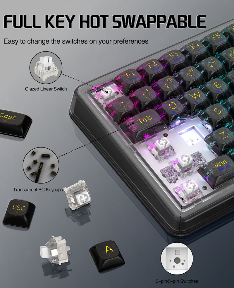 K75 Pro Mechanical Keyboard |Transparent Keyboard |Compact & Customizable