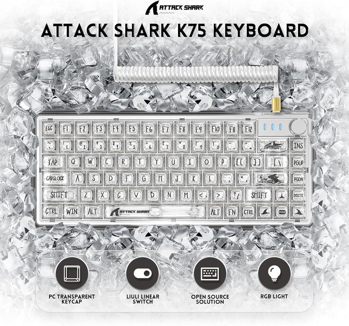 Attack Shark K75 Transparent Mechanical Keyboard | Custom RGB Gaming ...