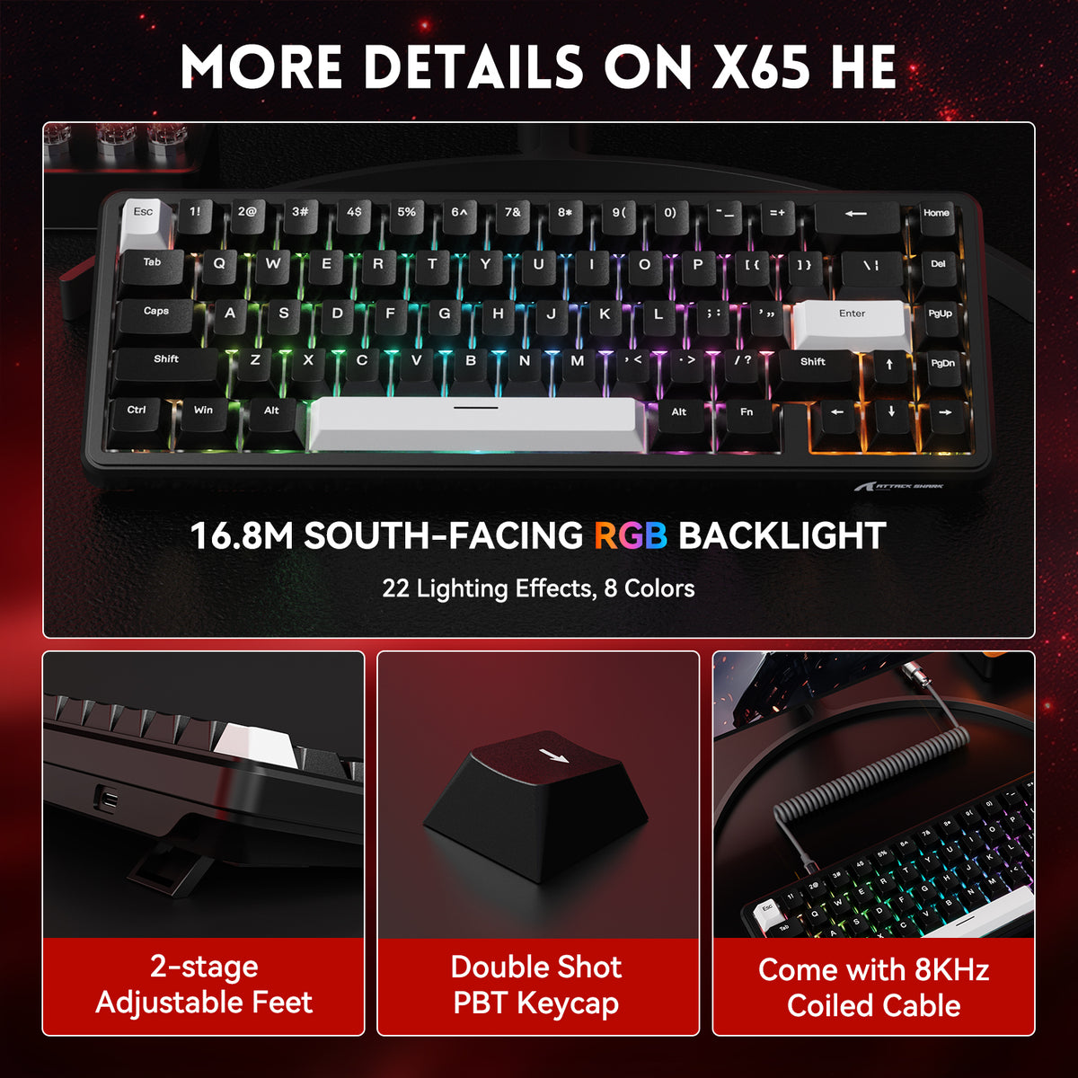 X65 HE Bundle: Magnetic Keyboard with 8KHz Coiled Cable