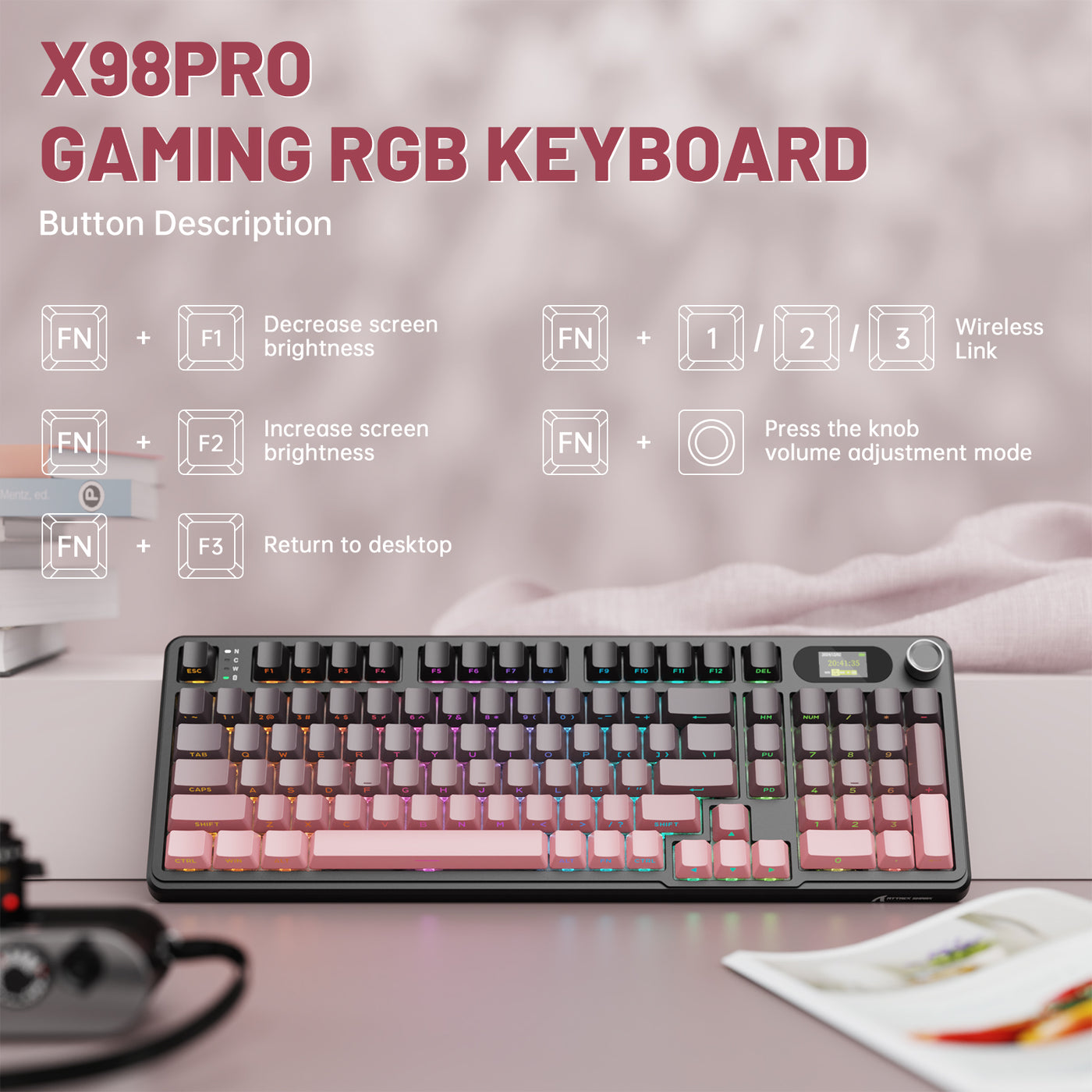 X98PRO Wireless Gaming Keyboard with RGB & Hot-Swap