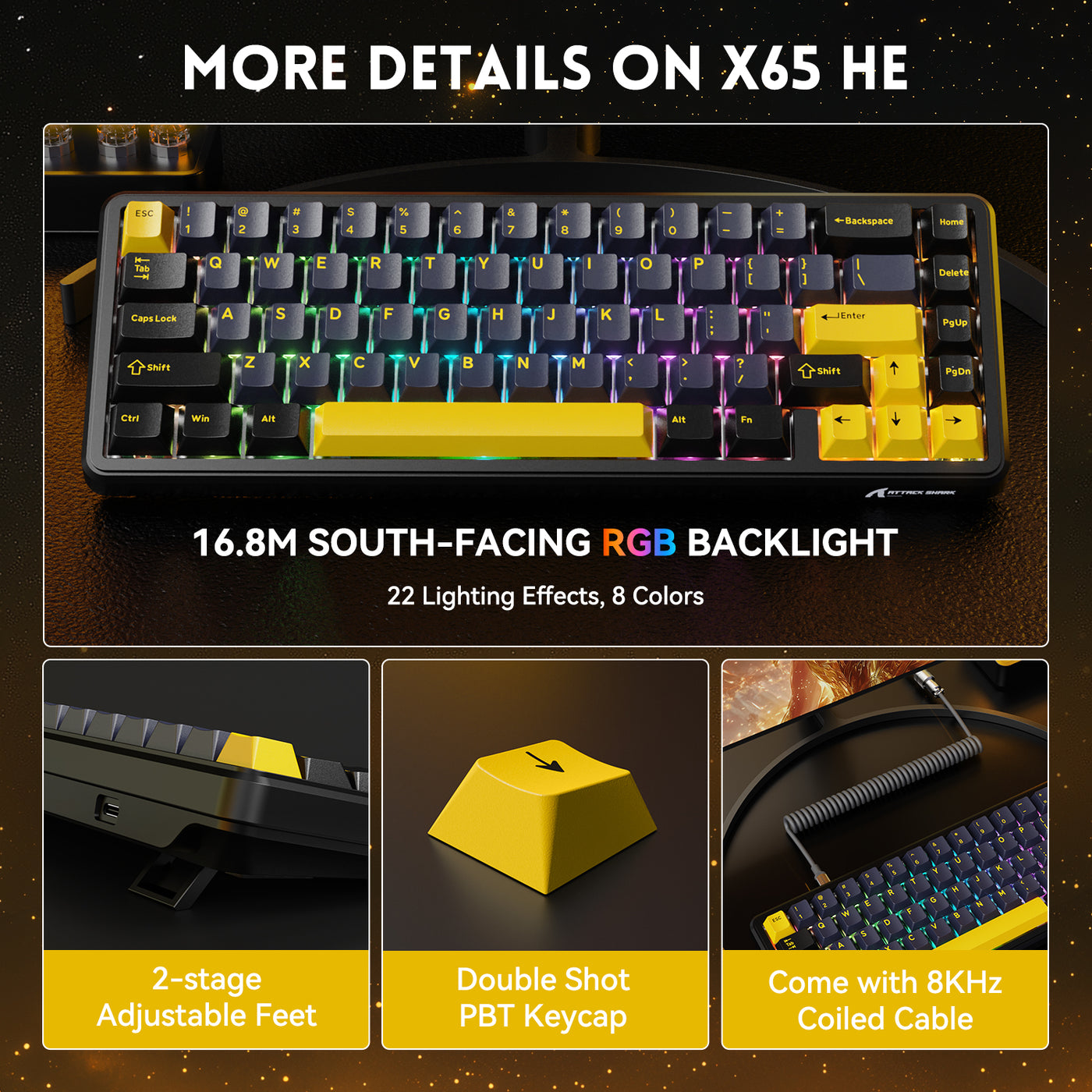 X65 HE Bundle: Magnetic Keyboard with 8KHz Coiled Cable