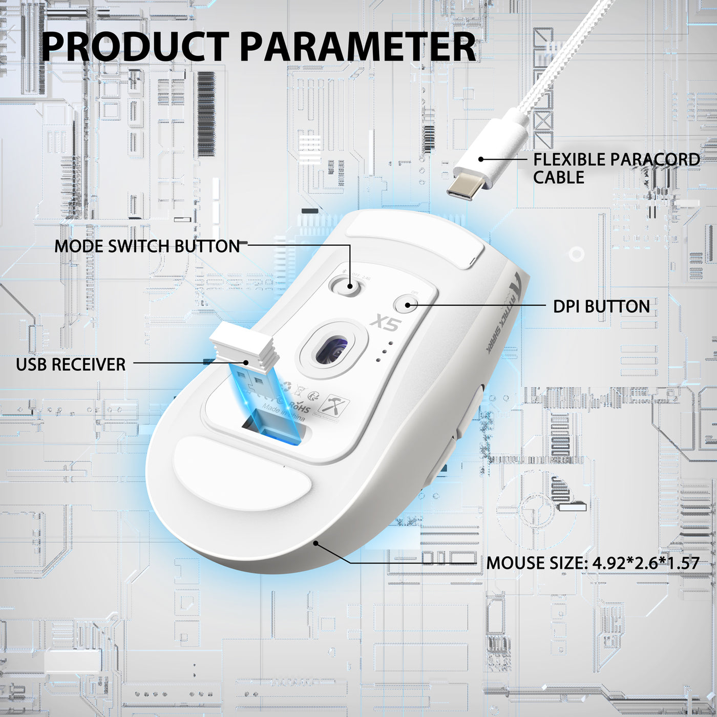 X5 Aerox Ultralight Gaming Mouse | Triple Connection