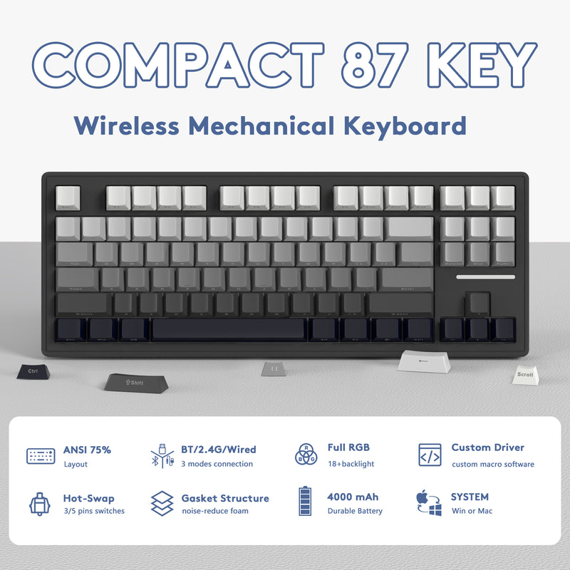 Wireless Mechanical Keyboard | RGB Backlit | Multi-Mode
