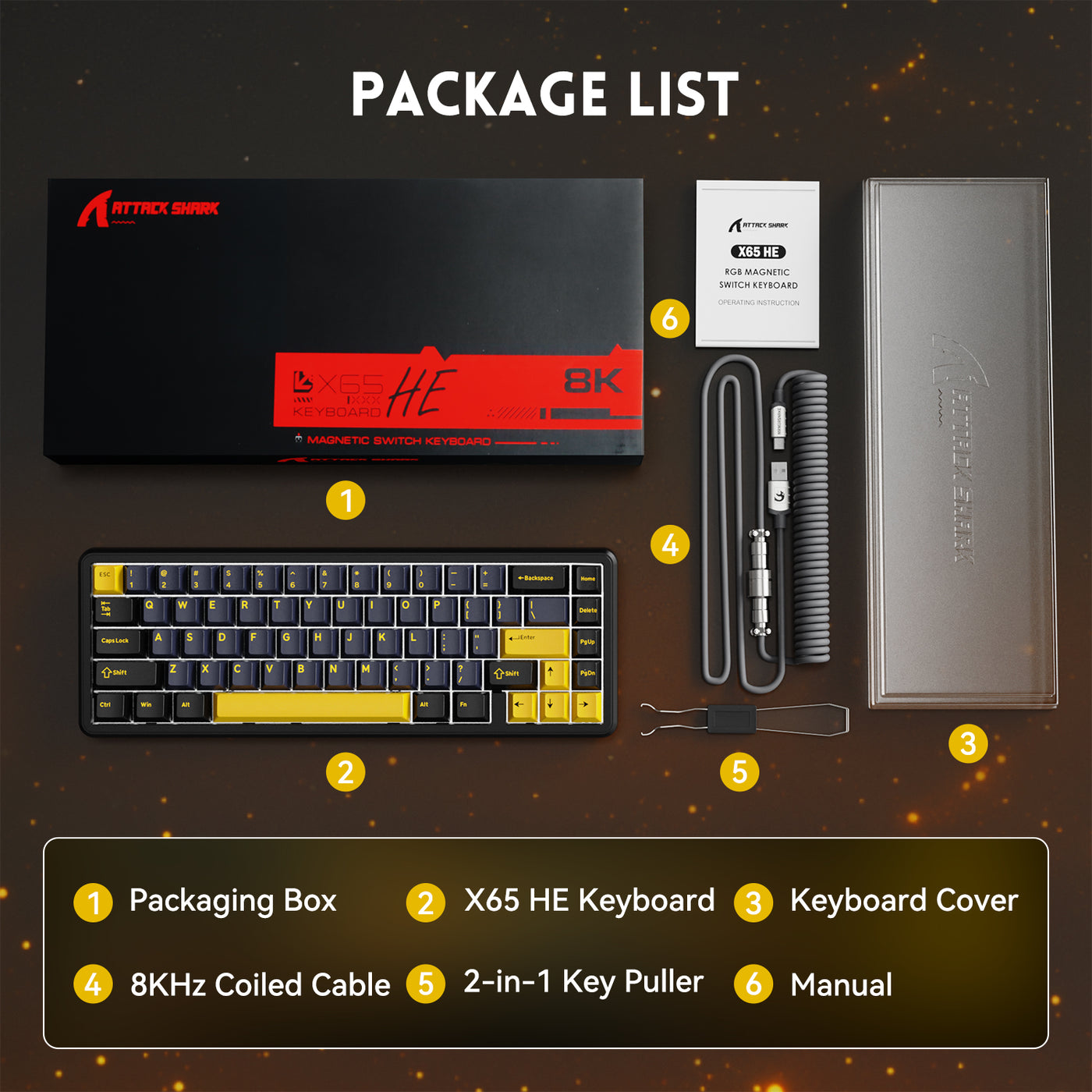 X65 HE Bundle: Magnetic Keyboard with 8KHz Coiled Cable