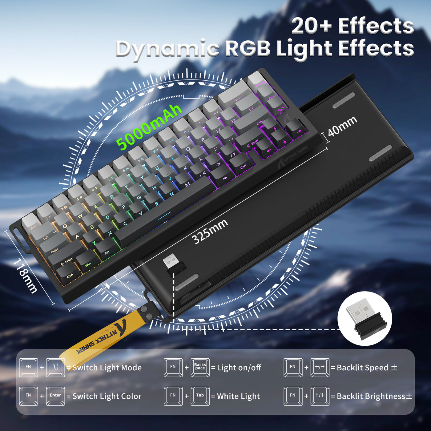 Clavier magnétique sans fil ATTACK SHARK X68PRO HE avec câble C01